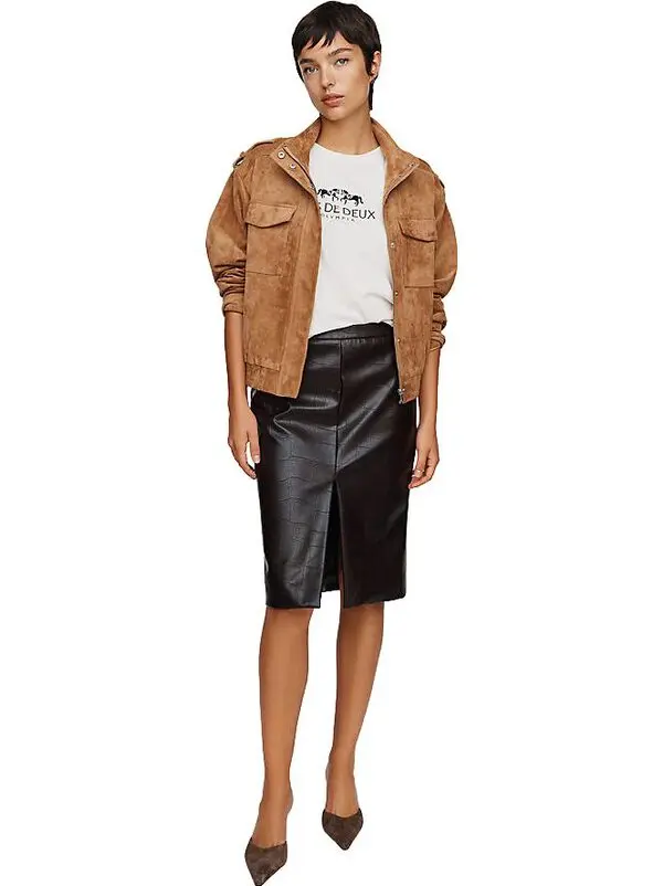 Bardot Rheba Faux Leather Pencil Skirt - Deep Plum