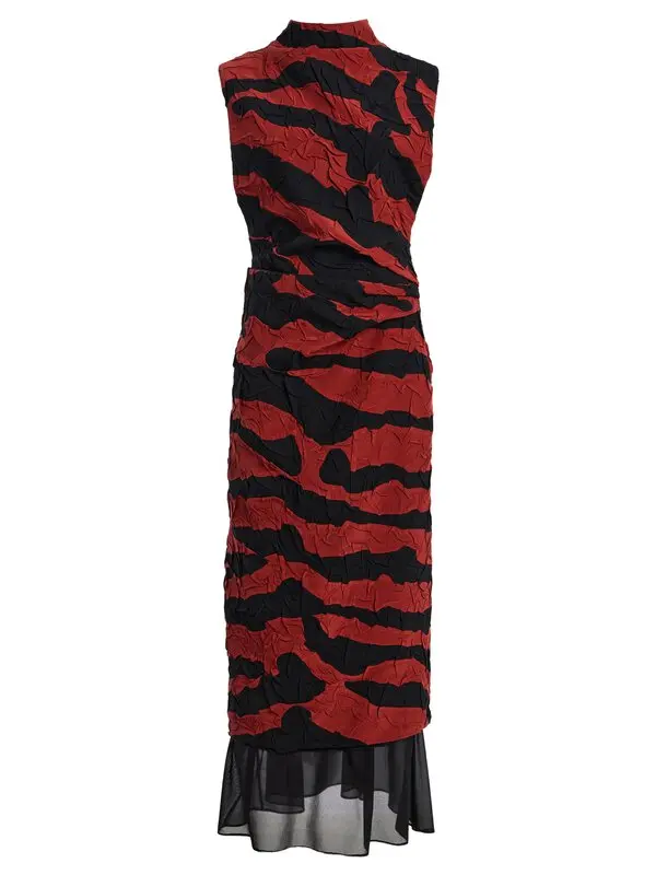 Proenza Schouler Maila Tiger Crinkle Intarsia Midi Dress - Red