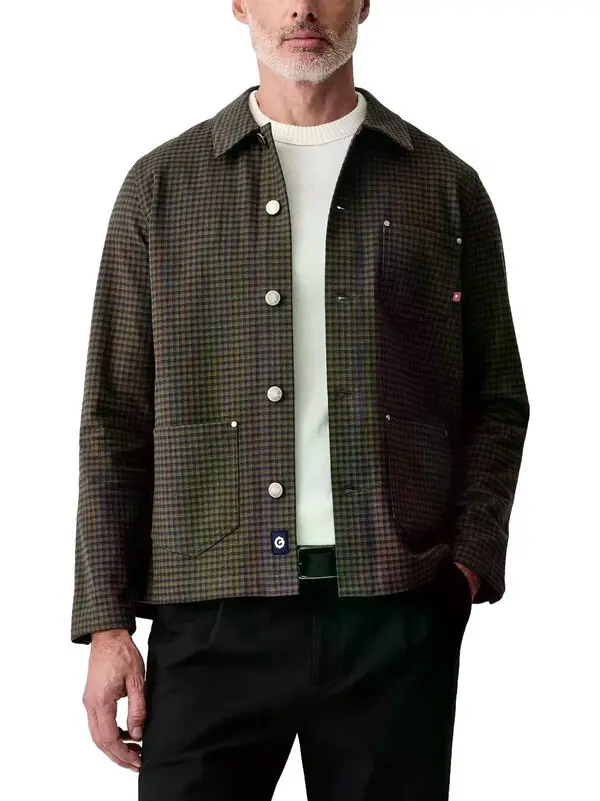 MOS MOSH Mapham Houndstooth-pattern Shirt Jacket - Green
