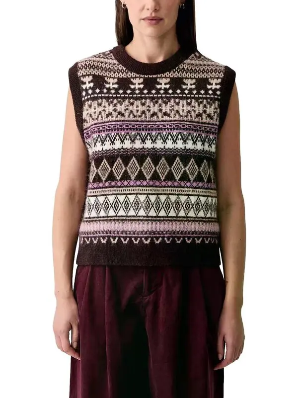 Marc O'polo Fair Isle Knitted Vest - Brown
