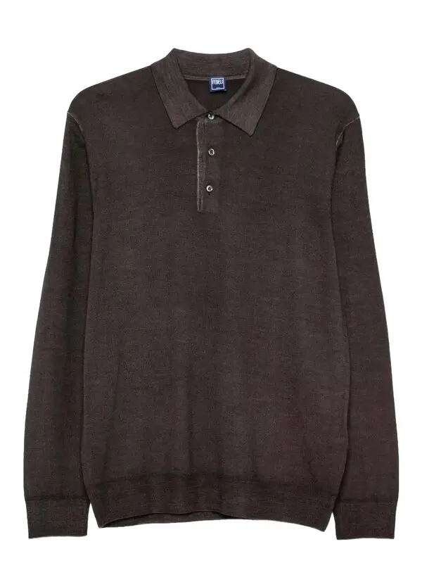 Fedeli Button-up Collar Polo Shirt - Grey