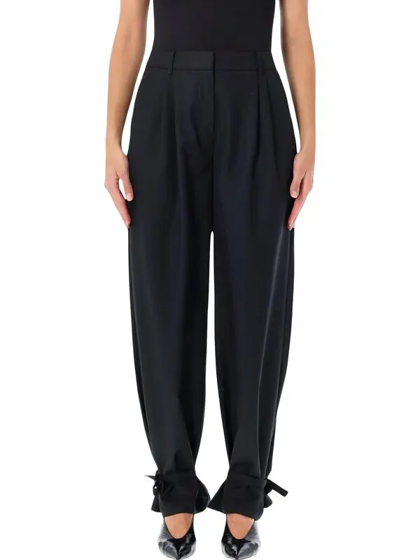 OPERASPORT Pleated Tapered Trousers With Tie Hem - Nero