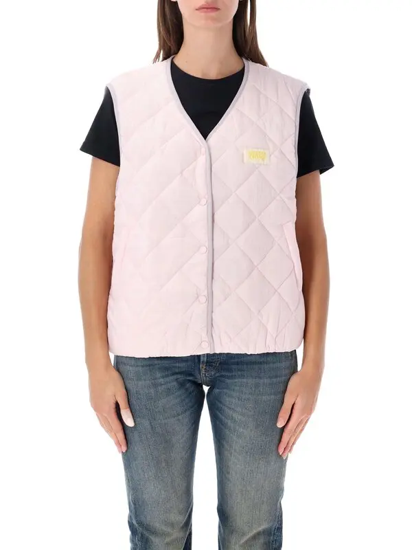 American Vintage Quilted Snap-front Vest - Rosa