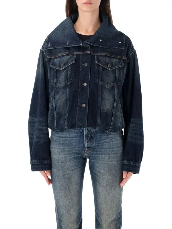Acne Studios Oversized Collar Denim Jacket - Blu