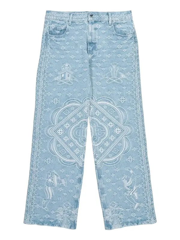 Casablanca Carpet Jacquard Baggy Denim Jeans - Blue