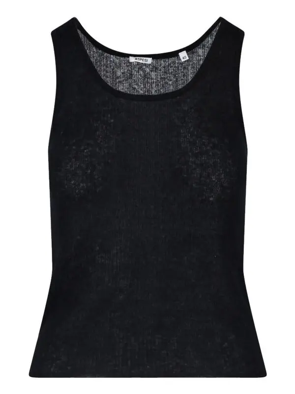 Aspesi Sleeveless Knit Tank Top - Black