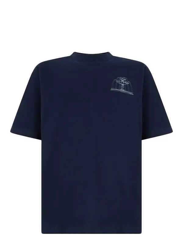 Drole De Monsieur Short-sleeve Graphic T-shirt With Logo Patch Detail - Blue