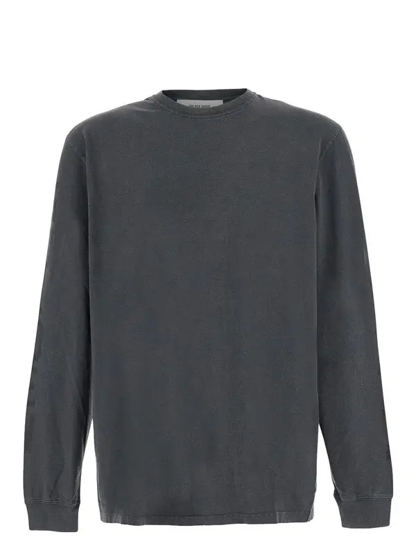 GOLDEN GOOSE 100% Cotton Long Sleeve Crew Neck T-shirt - Grey