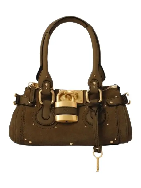 Chloé Padlock Top Handle Shoulder Bag - Deepkhaki