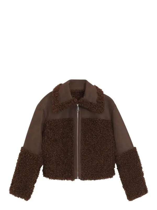 BOSS Reversible Jacket In Faux Shearling And Faux Leather - Brown