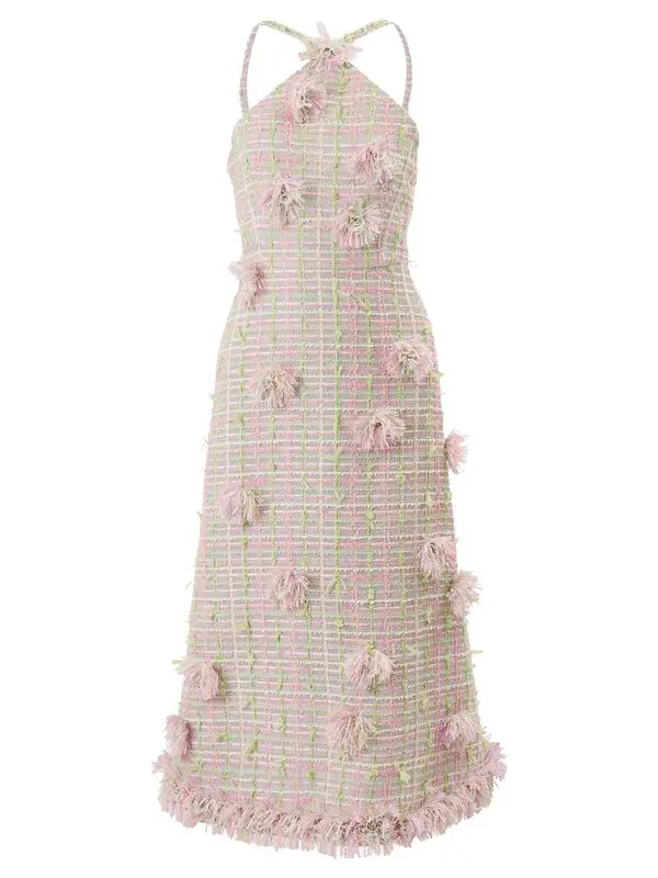 Carolina Herrera Embellished Grid Tweed Knee-length Dress - Multi