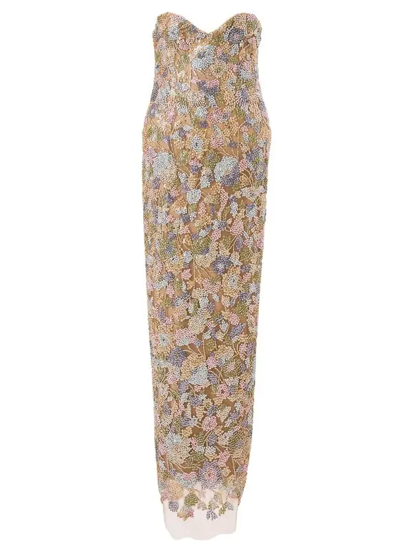 Carolina Herrera Strapless Nylon Tulle Dress - Multi