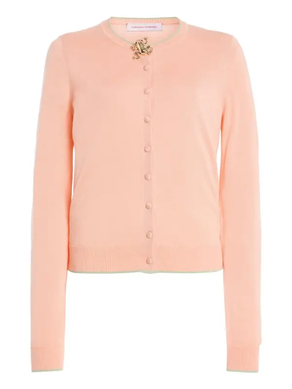 Carolina Herrera Long-sleeve Fine Gauge Signature Silk Cardigan - Multi