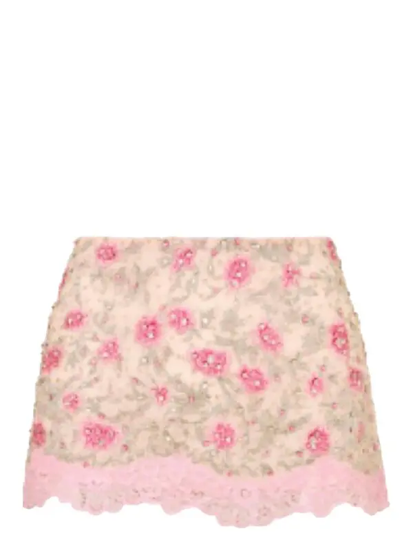 LoveShackFancy Daven Beaded Mini Skirt - Multi