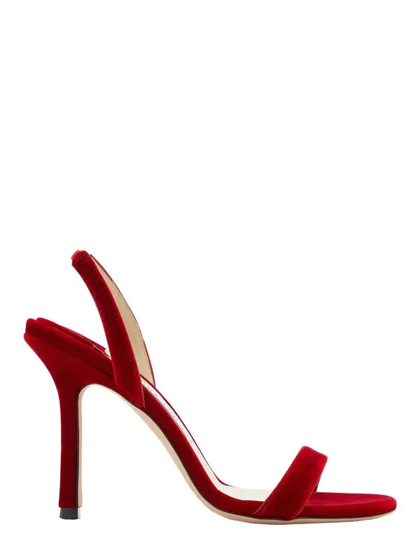 JIMMY CHOO Jenn Velvet Slingback Sandals - Red