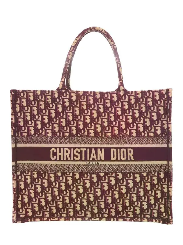 Dior 2019 Large Oblique Canvas Book Tote Bag - Red