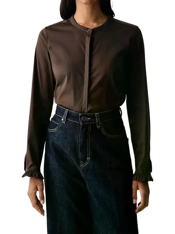 MOS MOSH Mmmattie Ruffle-cuff Band-collar Blouse - Brown