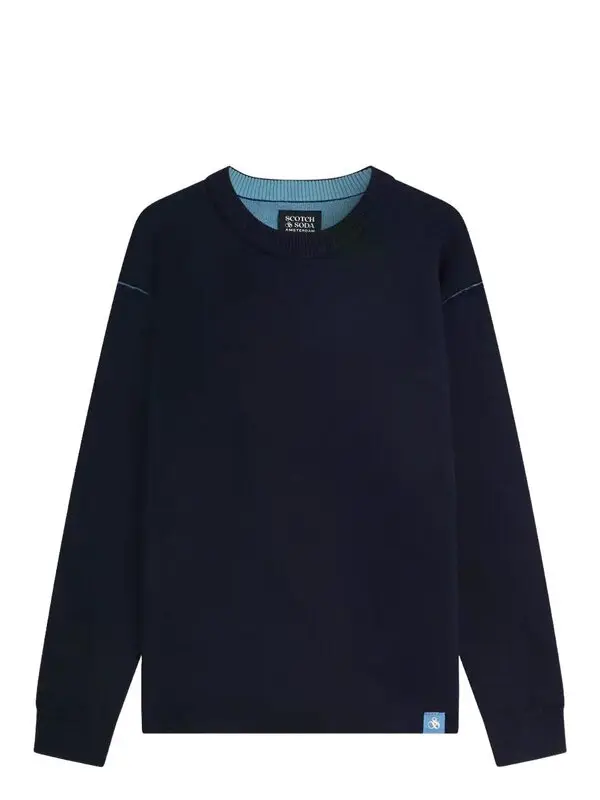 Scotch & Soda Contrast-stitch Crew-neck Sweater - Blue