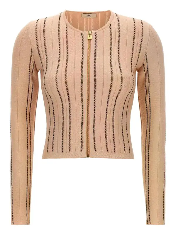 Elisabetta Franchi Cropped Knit Cardigan - Neutrals