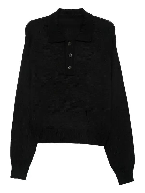 NINE:INTHE:MORNING Oscar Collared Button-up Sweater - Black