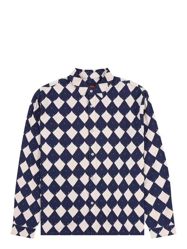 PLEASURES Diamond Button Down 'navy - Blue