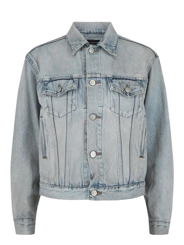 Balenciaga Shrunken Denim Jacket 'dirty - Blue