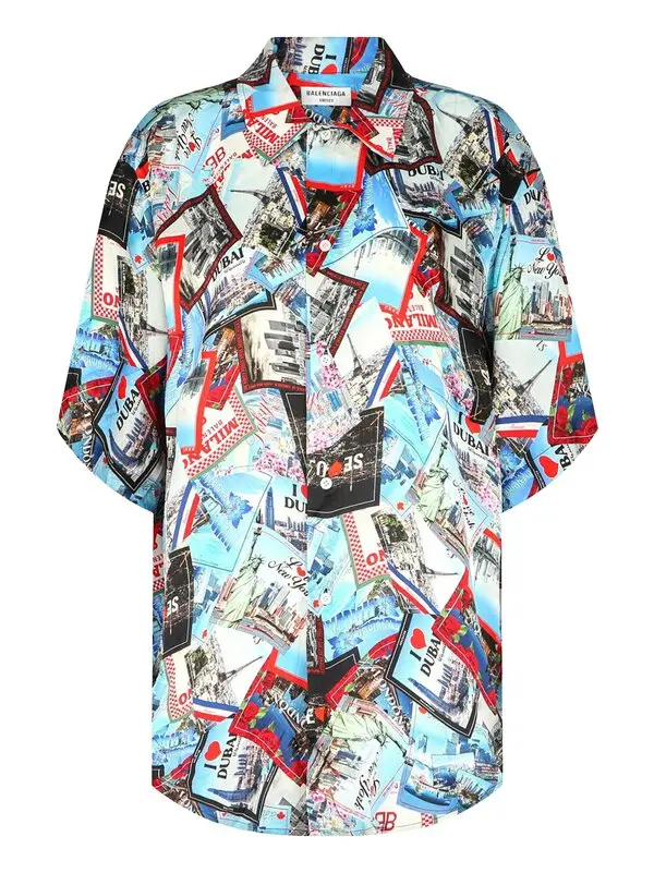 Balenciaga Mix Scarves Silk Short-sleeve Shirt 'multi - Multicolor