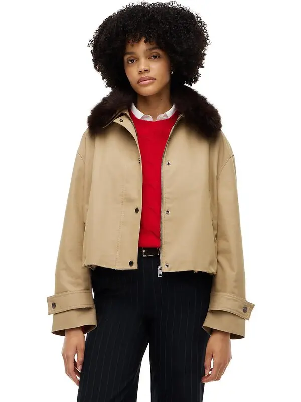 Tommy Hilfiger Faux Fur-trimmed Bomber Jacket - Camel