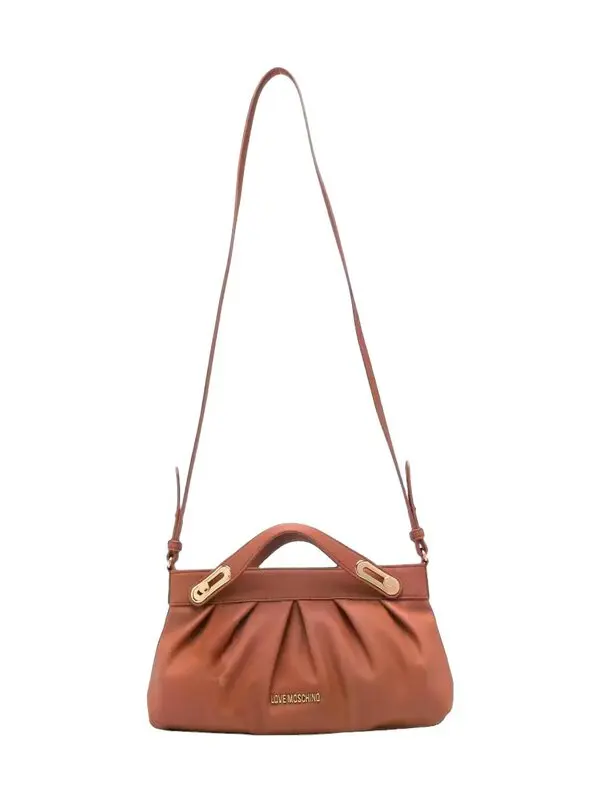 Moschino Ruched Leather Cross Body Bag - Brown