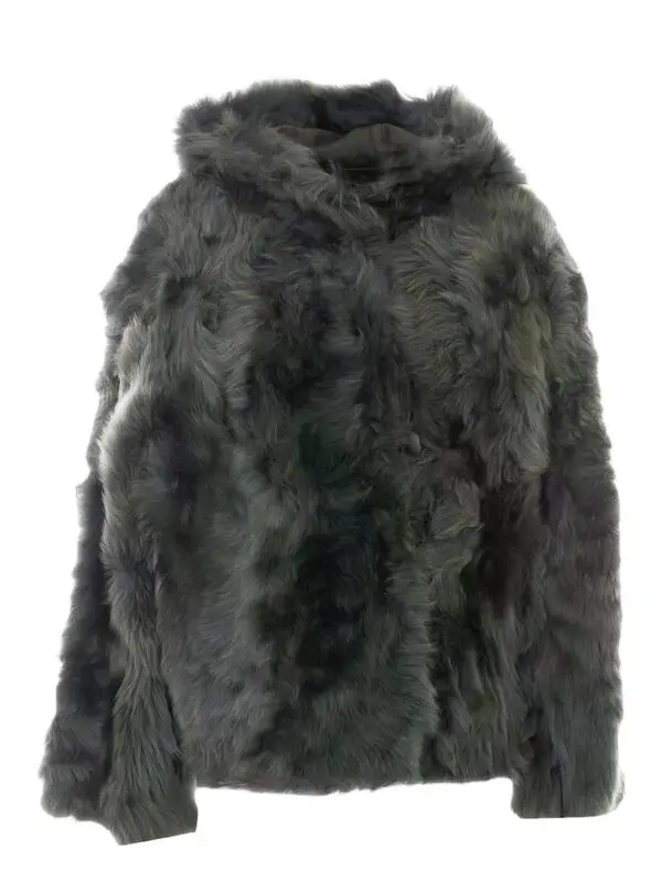 YVES SALOMON Hooded Shearling Jacket - Grey