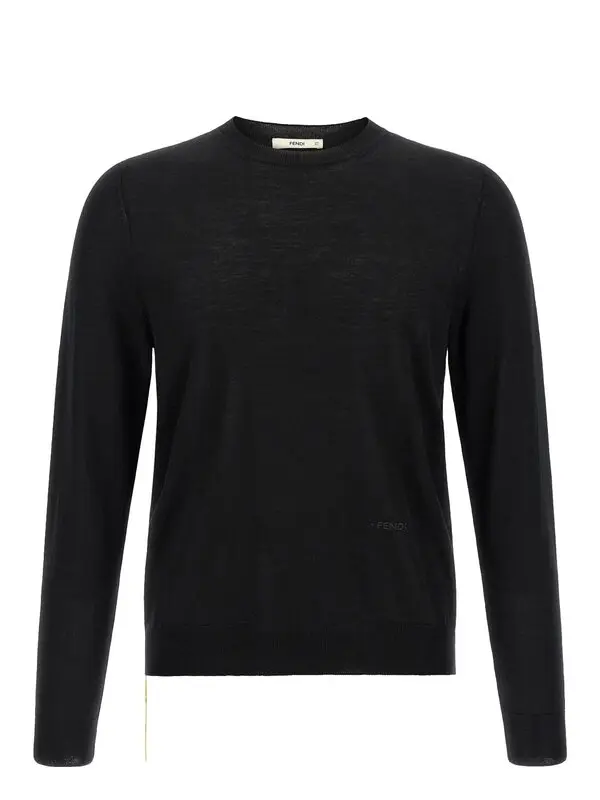 Fendi Yellow Stitching Sweater With Visible Thread - Black