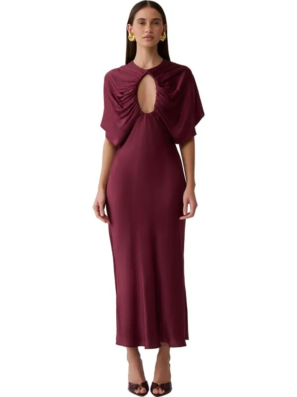 Meshki Mona Cut Out Satin Midi Dress - Red