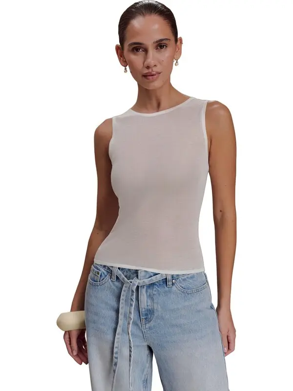 Meshki Dollie Sheer Knit Tank Top - Ivory