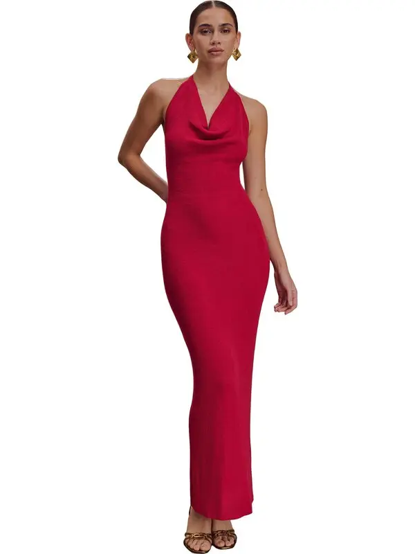 Meshki Ayella Cowl Knit Maxi Dress - Raspberry