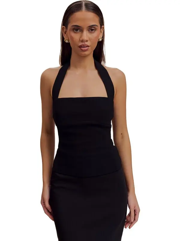 Meshki Amelita Suiting Halter Top - Black