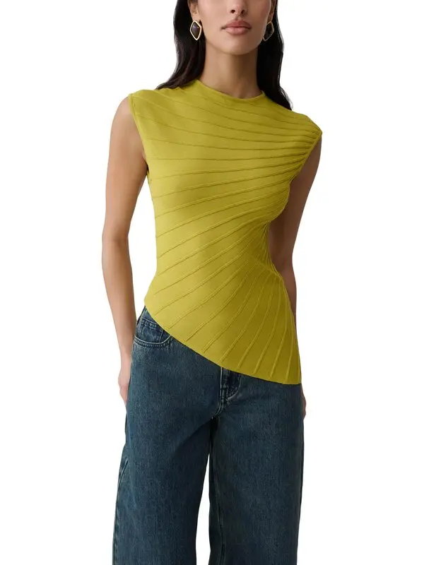 Meshki Marylee Knit Ribbed Sleeveless Top - Olive