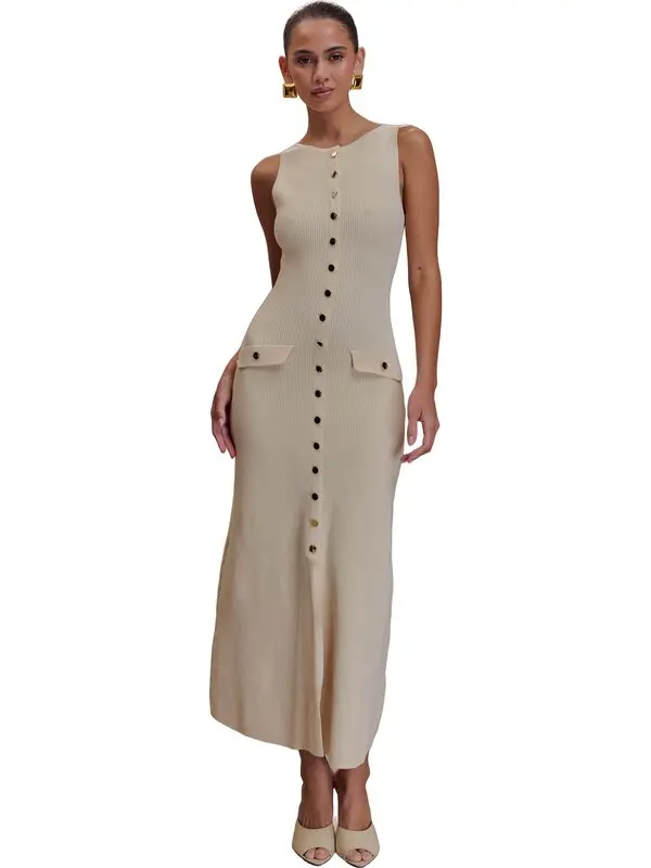 Meshki Sawyer Sleeveless Buttoned Maxi Dress - Ivory