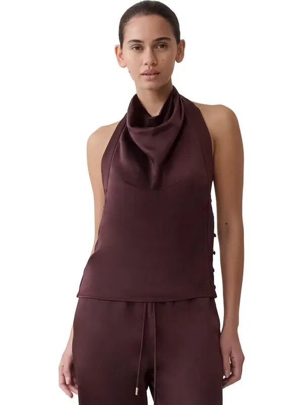 Meshki Danica Satin Halter Sleeveless Top - Red