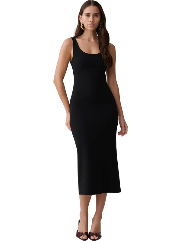 Meshki Allyra Scoop Stretch Crepe Midi Dress - Black