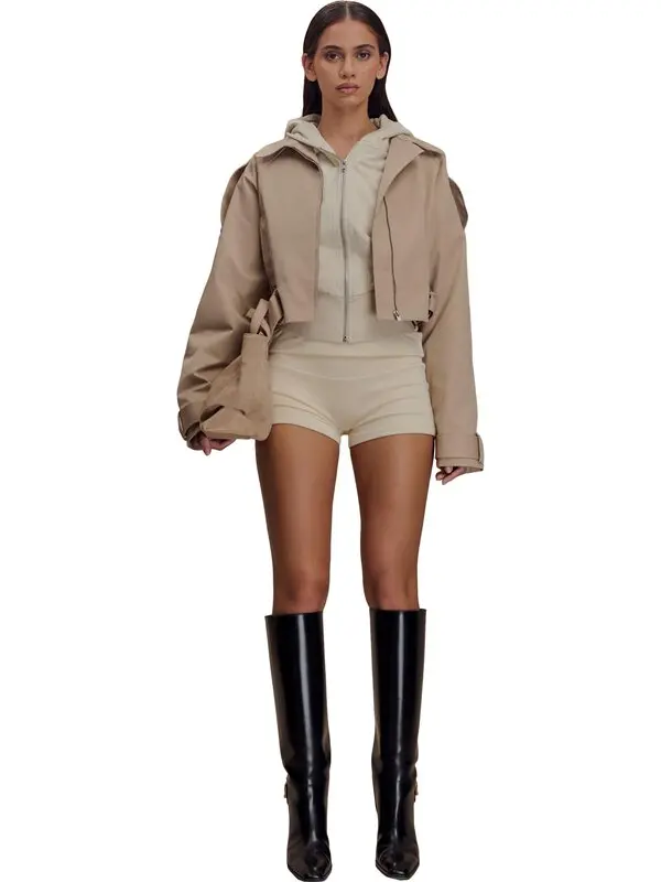 Meshki Frank Cropped Collared Jacket - Camel