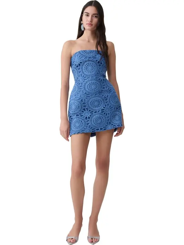 Meshki Stasia Strapless Crochet Mini Dress - Periwinkle