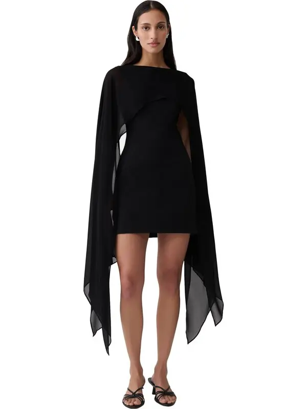 Meshki Triana Chiffon Overlay Mini Dress - Black