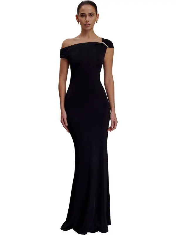 Meshki Kinsley Slinky Maxi Dress With Hardware - Black