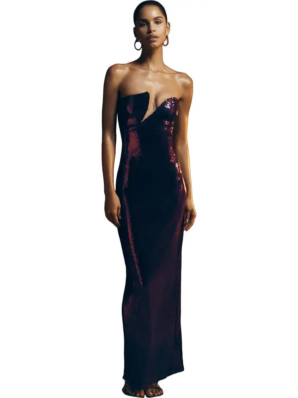 Meshki Winston Strapless Sequin Maxi Dress - Plum