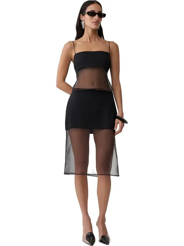 Meshki Claudia Sheer Midi Skirt - Black