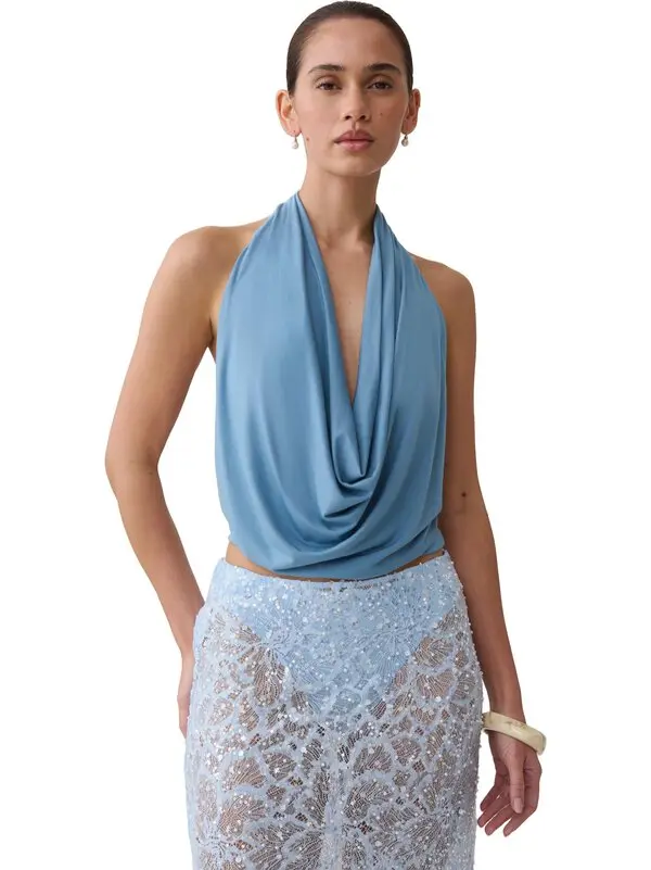 Meshki Huyen Cowl Front Modal Top - Blue Shadow