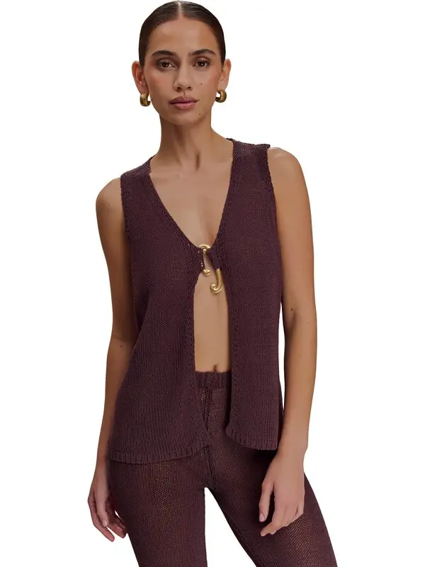 Meshki Malani Knit Top With Hardware - Chocolate