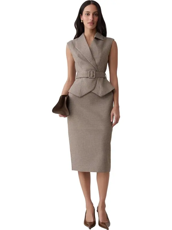 Meshki Gisella Suiting Midi Skirt - Print