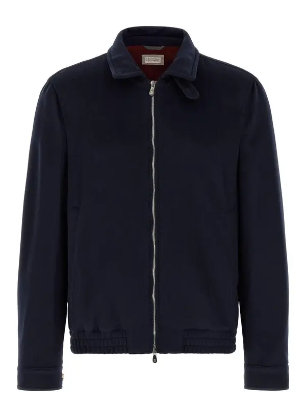 Brunello Cucinelli Wool Bomber Beaver - Blue