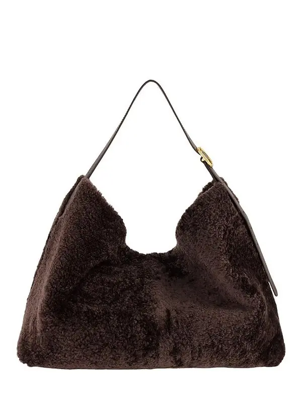 Vince Medium Shearling Hobo - Truffle